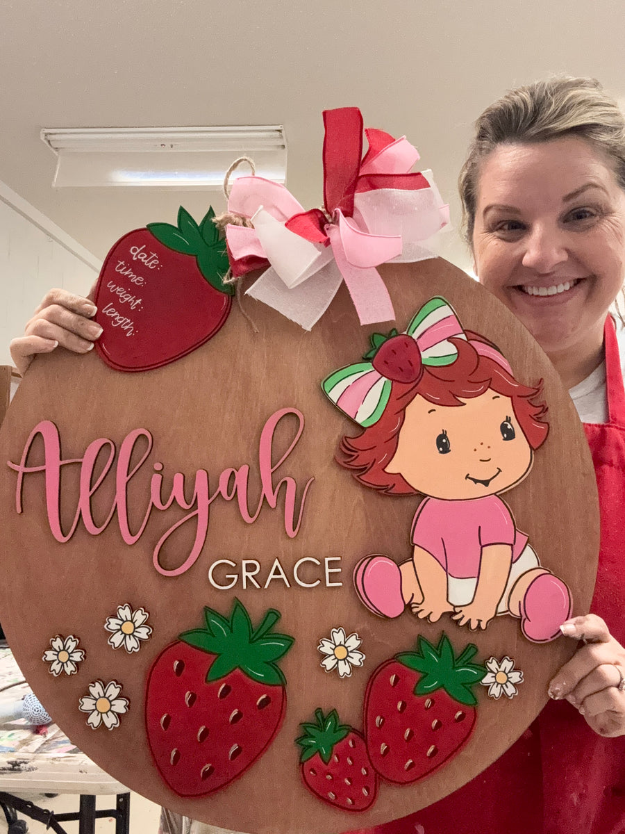 Strawberry Baby Wood Sign – Paint it up!