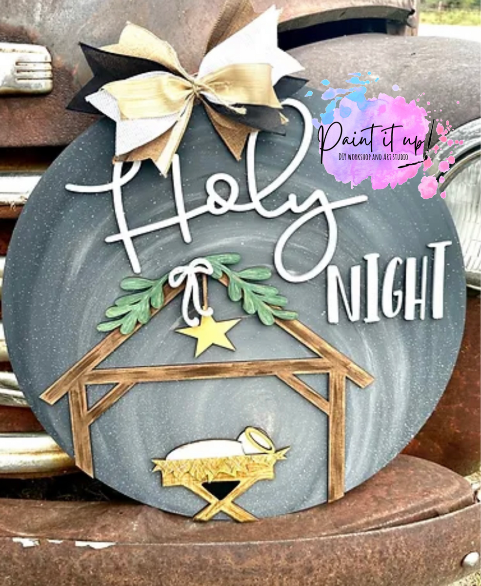Rustic Holy Night Manger Door Hanger – Paint it up!